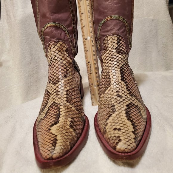 Rocco P. | Shoes | Vintage Rocco P Python Snakeskin Cowboy Boots Pastel ...